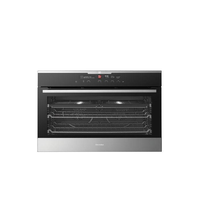 Black multifunction oven with Intuitive Oven Interface control system ...