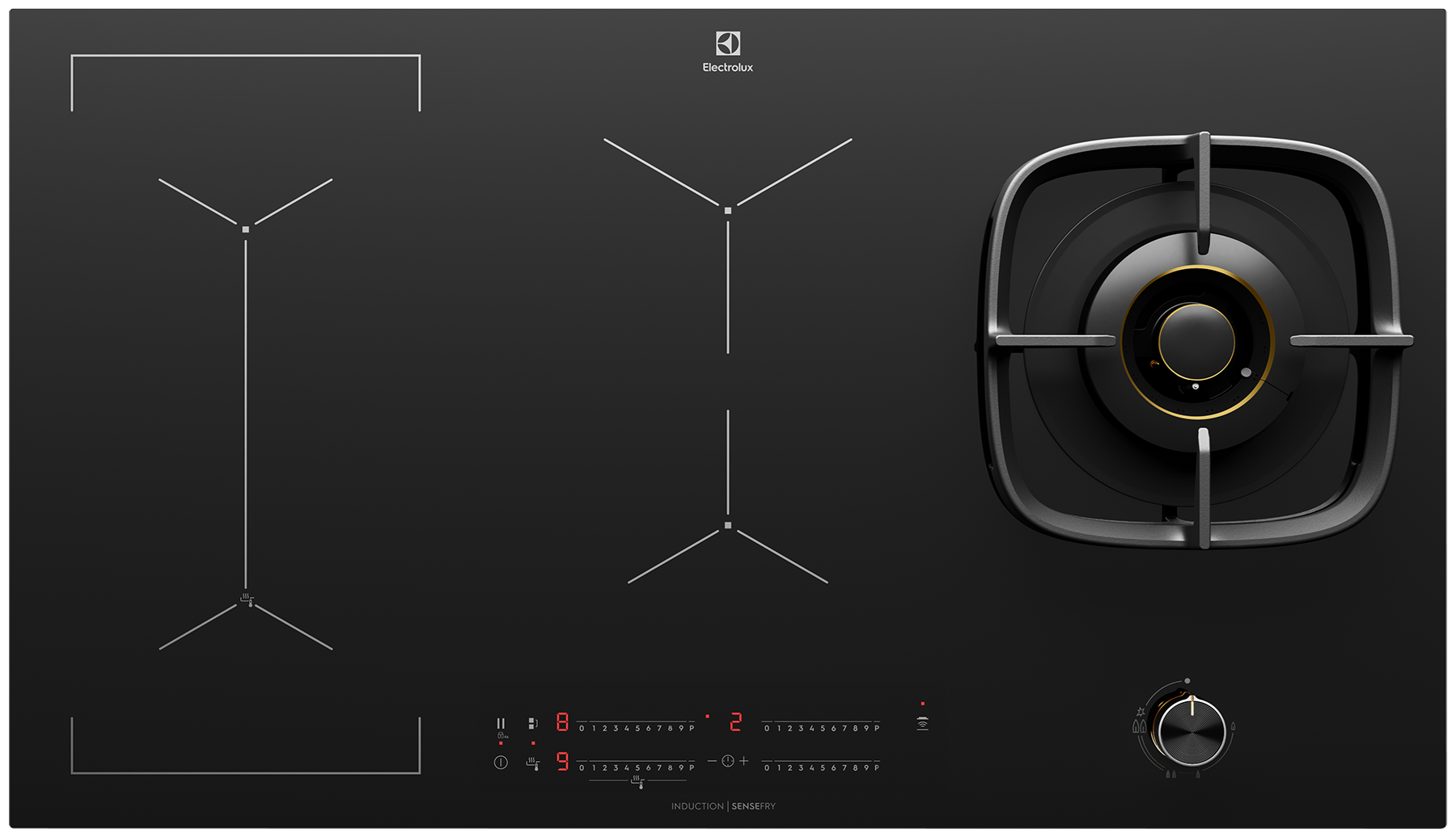 90cm UltimateTaste 900 hybrid gas and induction cooktop - EHH957BE